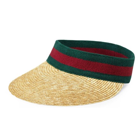 Gucci | Accessories | Gucci Raffia Visor With Webbing | Poshmark
